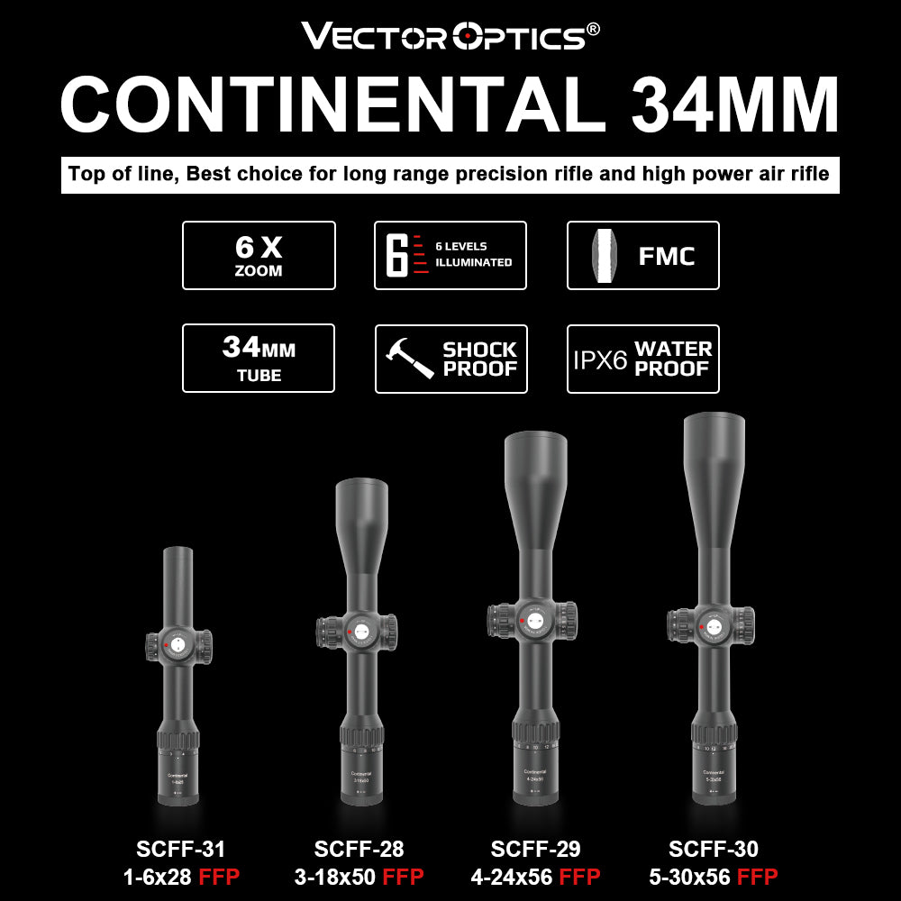 34mm Continental 1-6x28 FFP LPVO Riflescope | Vector Optics - Vector ...